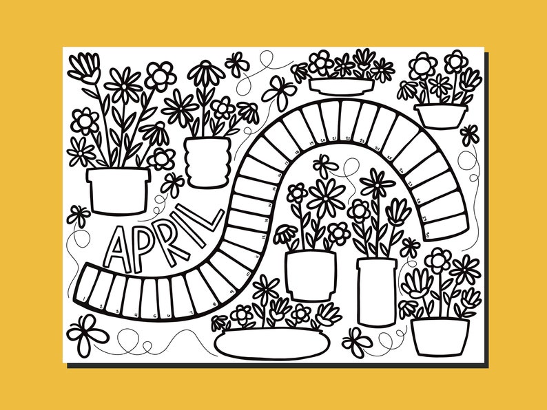 Year of Monthly Giant Goal Tracker/coloring Poster for Kids 12 Month ...