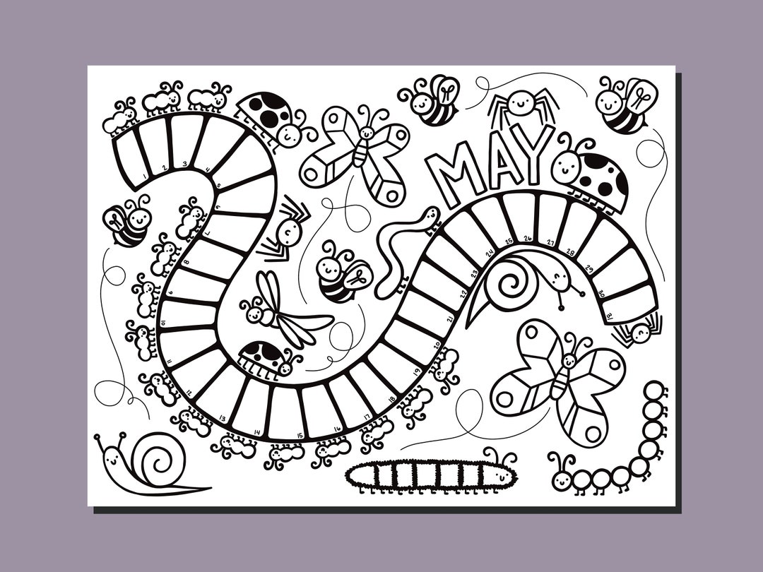 May Giant Monthly Goal Tracker/coloring Poster theme: Bugs - Etsy