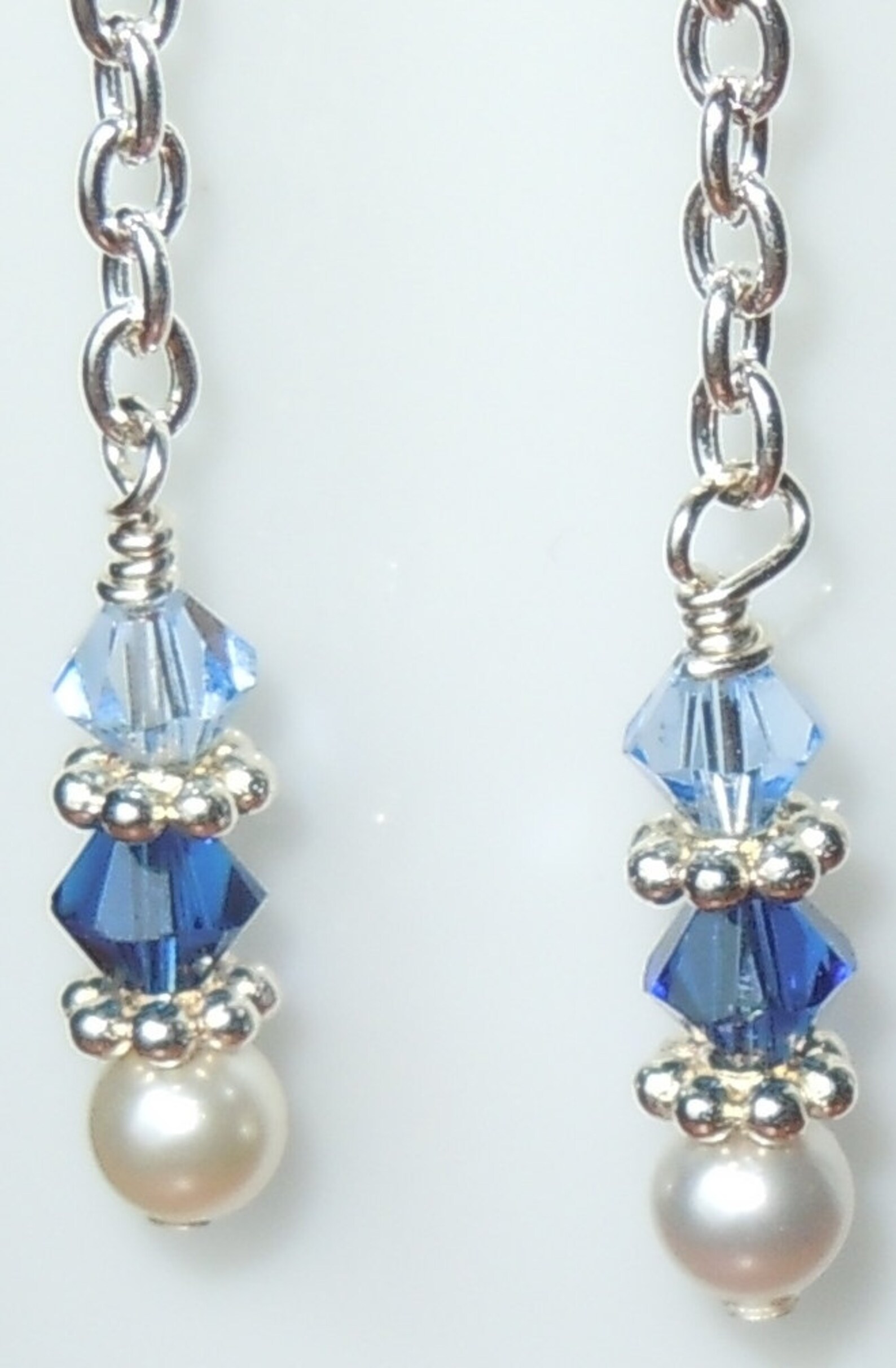 Swarovski Crystal and Pearl Long Chain Drop Earrings - Etsy New Zealand