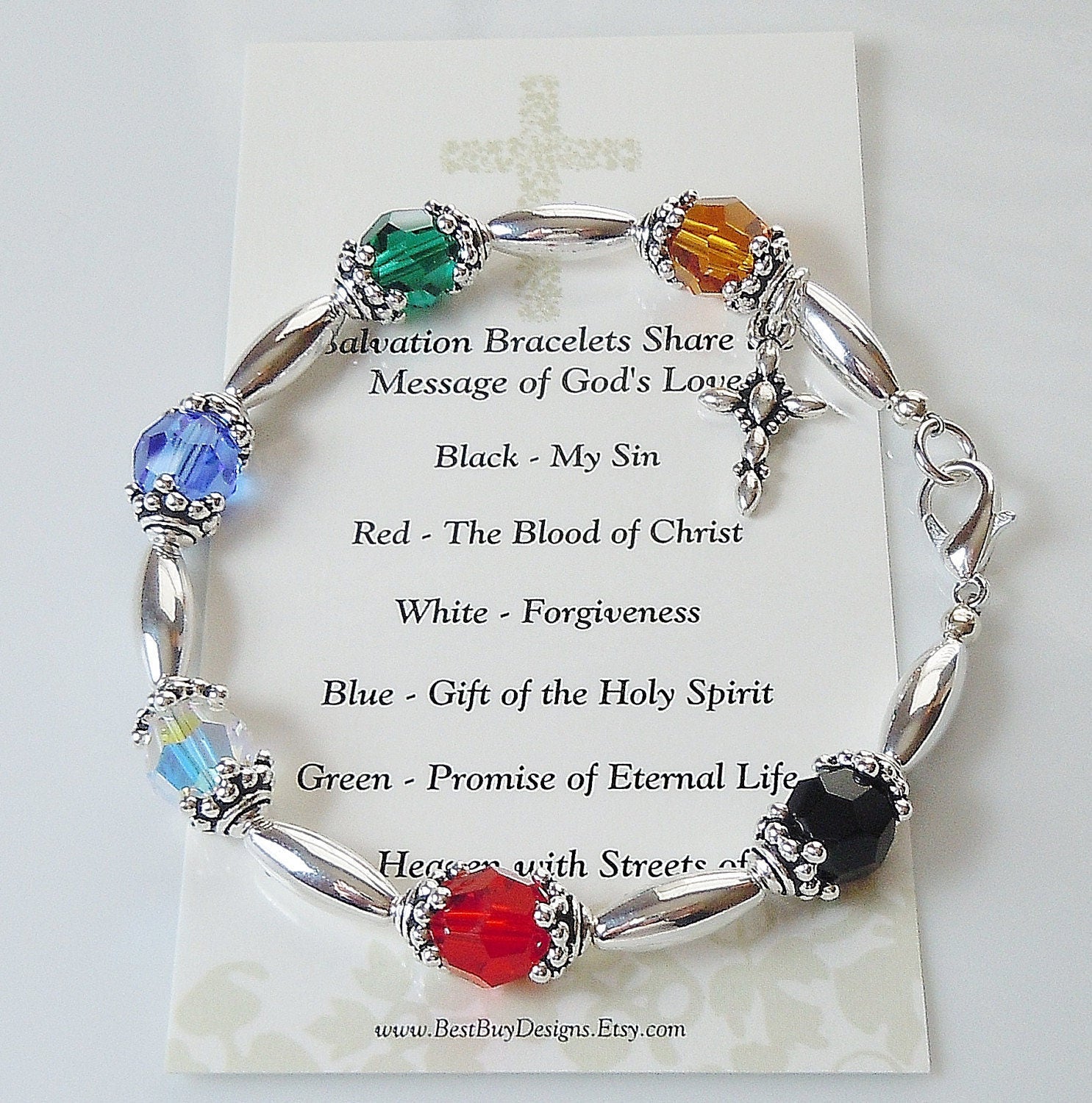 Salvation Bracelet With Swarovski & Silver Beads Great Gift - Etsy UK