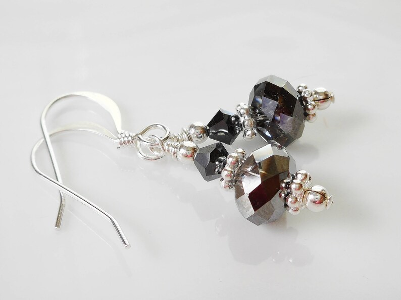 Swarovski Crystal Silver Night and Silver Beaded Earrings | Etsy