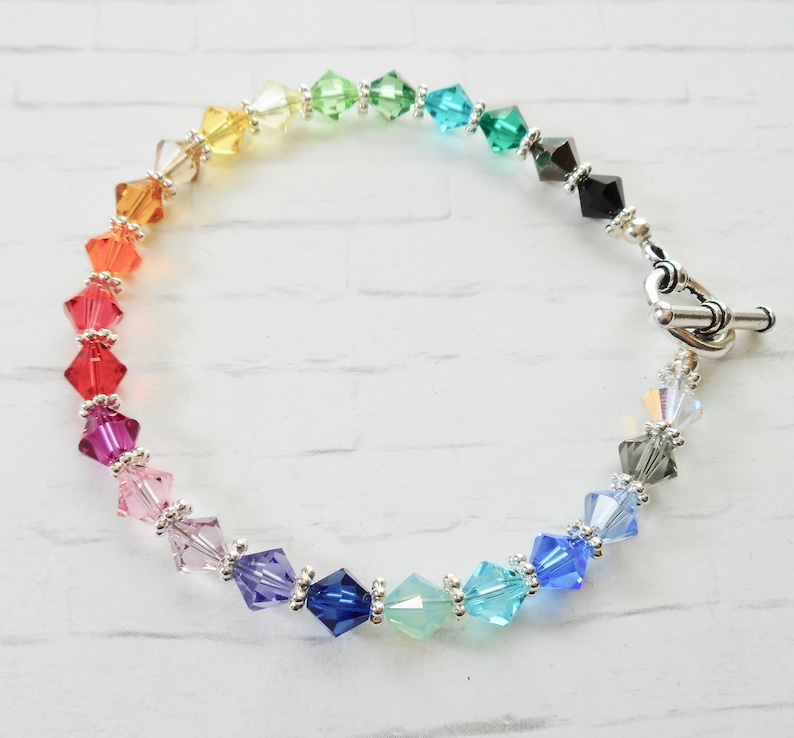 Swarovski Crystal Bracelet: Multi-color Beaded Spectrum Jewelry - Etsy