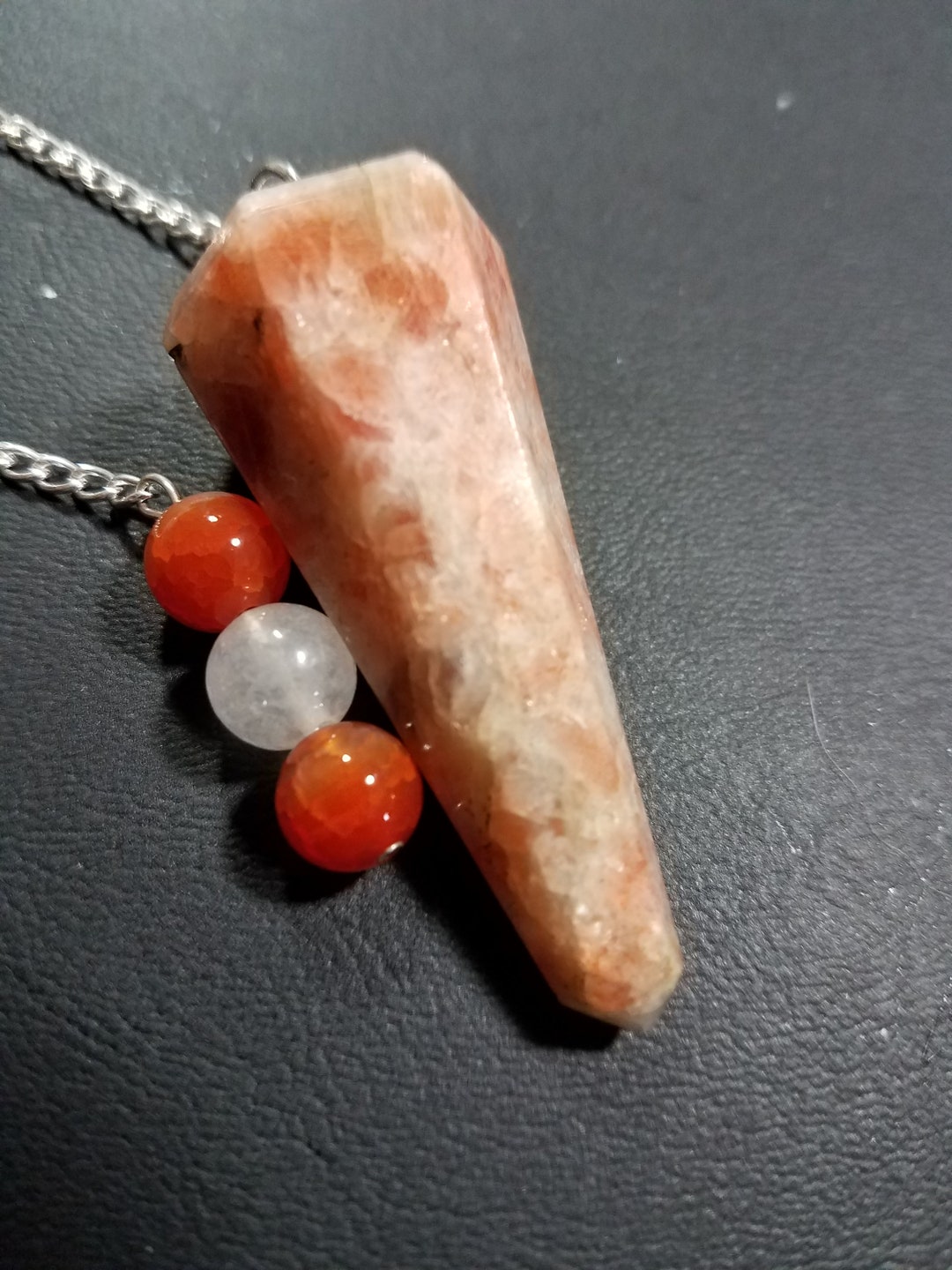 Sunstone Pendulum With Moonstone and Fire Agate Beads - Etsy