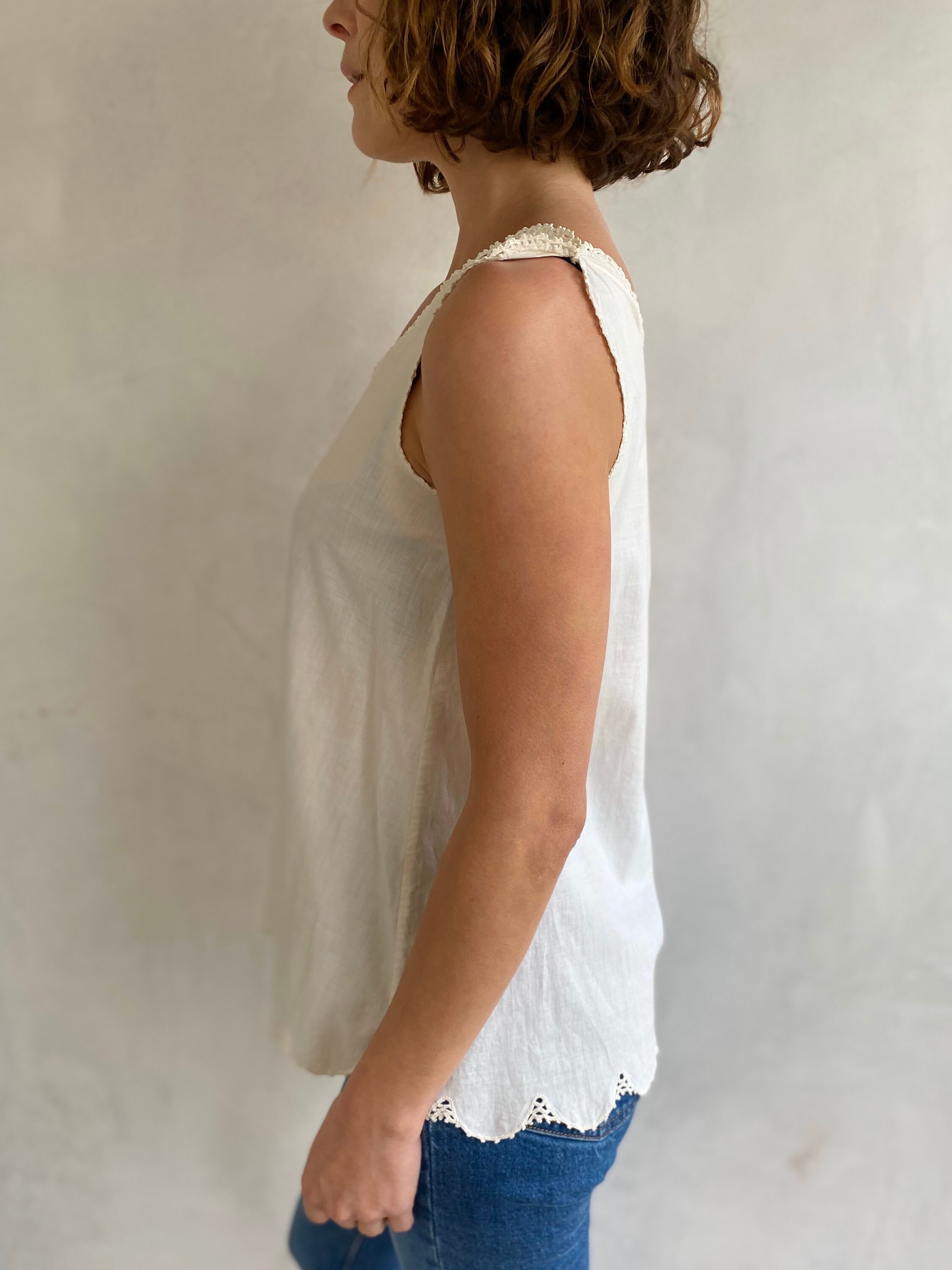 Early 1900s Cream White Embroidered Tank Top XS Small | Etsy