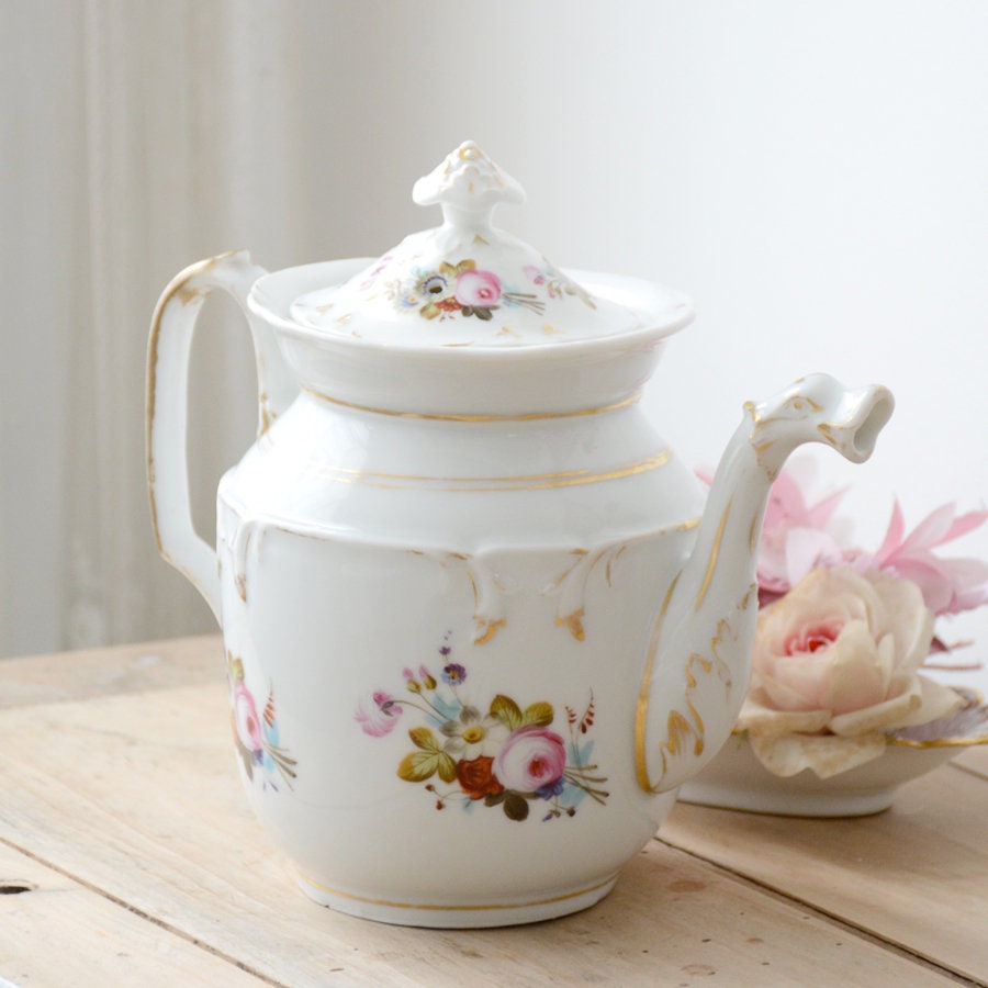 Vintage French vieux Paris Hand Painted Teapot - Etsy