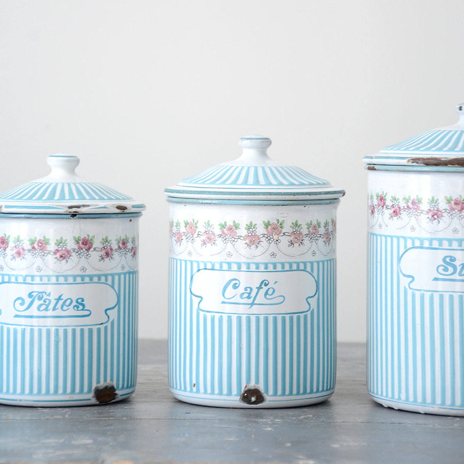 Vintage French Kitchen Canisters - Etsy