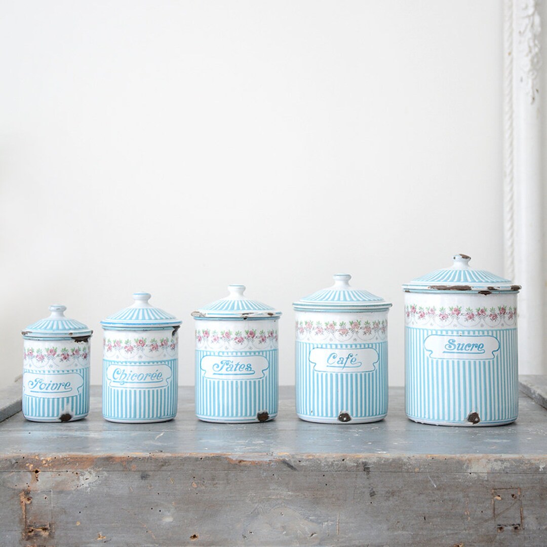 Vintage French Kitchen Canisters - Etsy