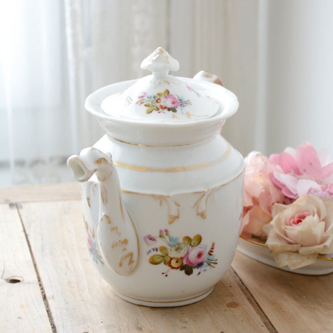 Vintage French vieux Paris Hand Painted Teapot - Etsy