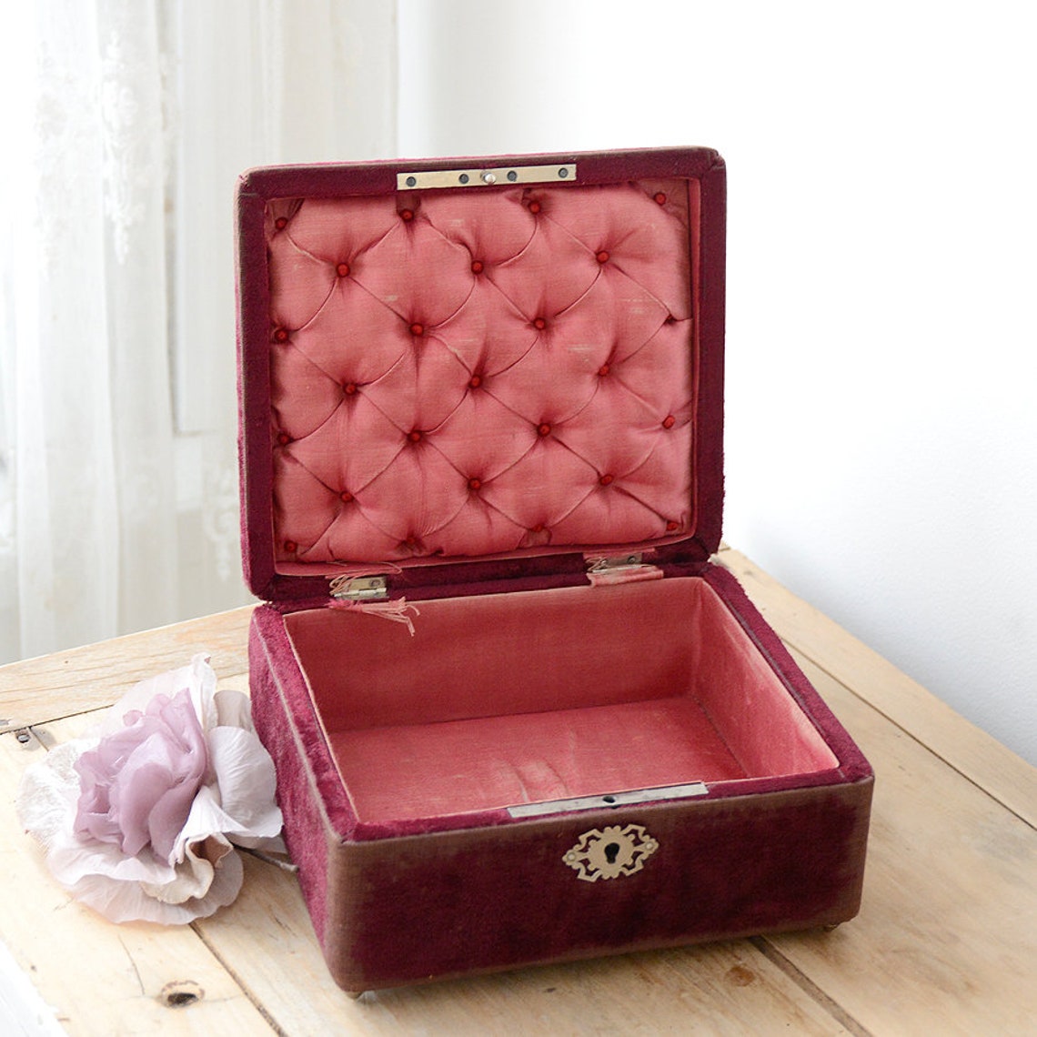 Gorgeous Antique Velvet Jewellery Box - Etsy