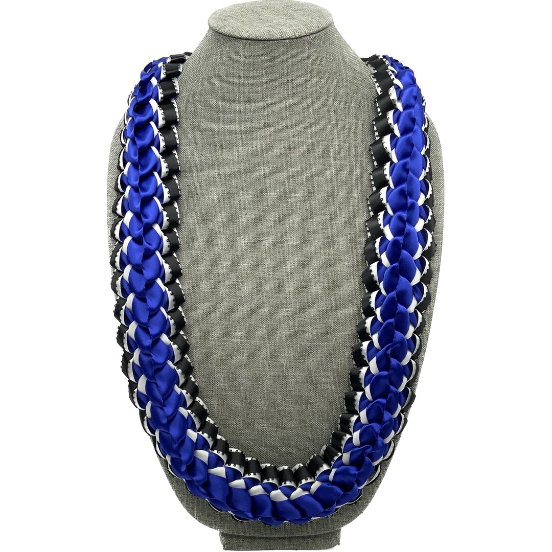 Choose Your Colors 40" Satin Ribbon Double Lei With Black Picot Accent ...