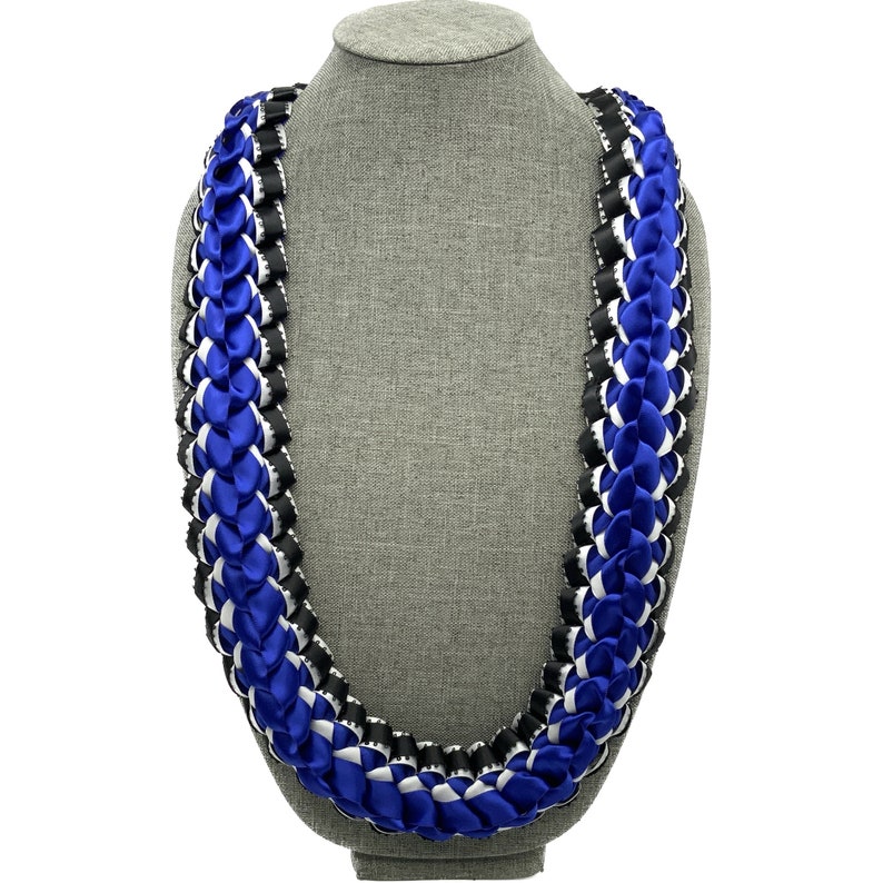 Choose Your Colors 40" Satin Ribbon Double Lei With Black Picot Accent ...