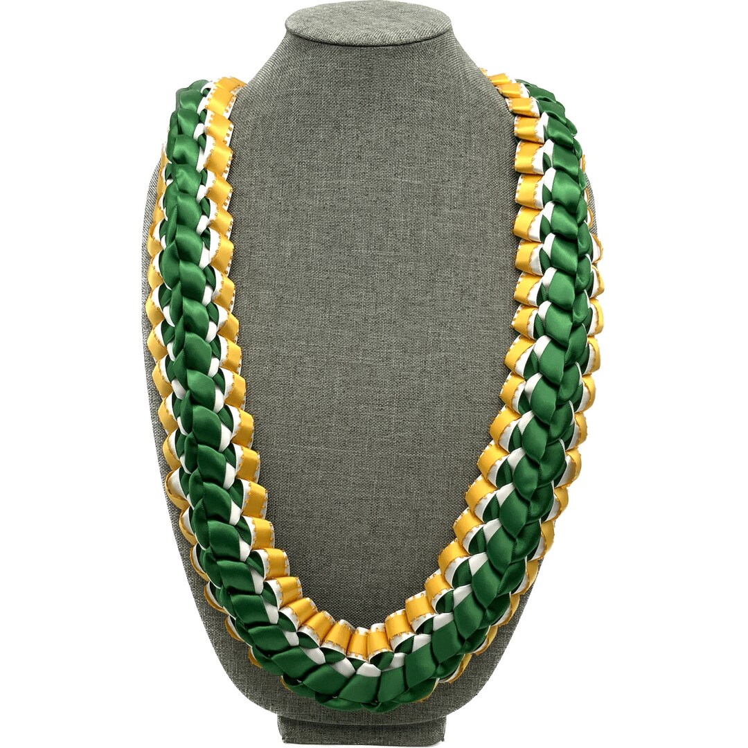 Choose Your Colors 40" Satin Ribbon Double Lei With Gold Picot Accent ...