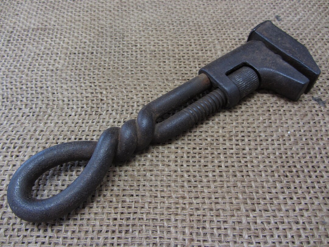 Vintage Twisted Handle Adjustable Wrench and Hammer - Pipe Antique Old ...