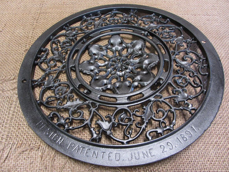 Vintage 1897 Round Cast Iron Register Grate > Antique Old Heat Vent ...