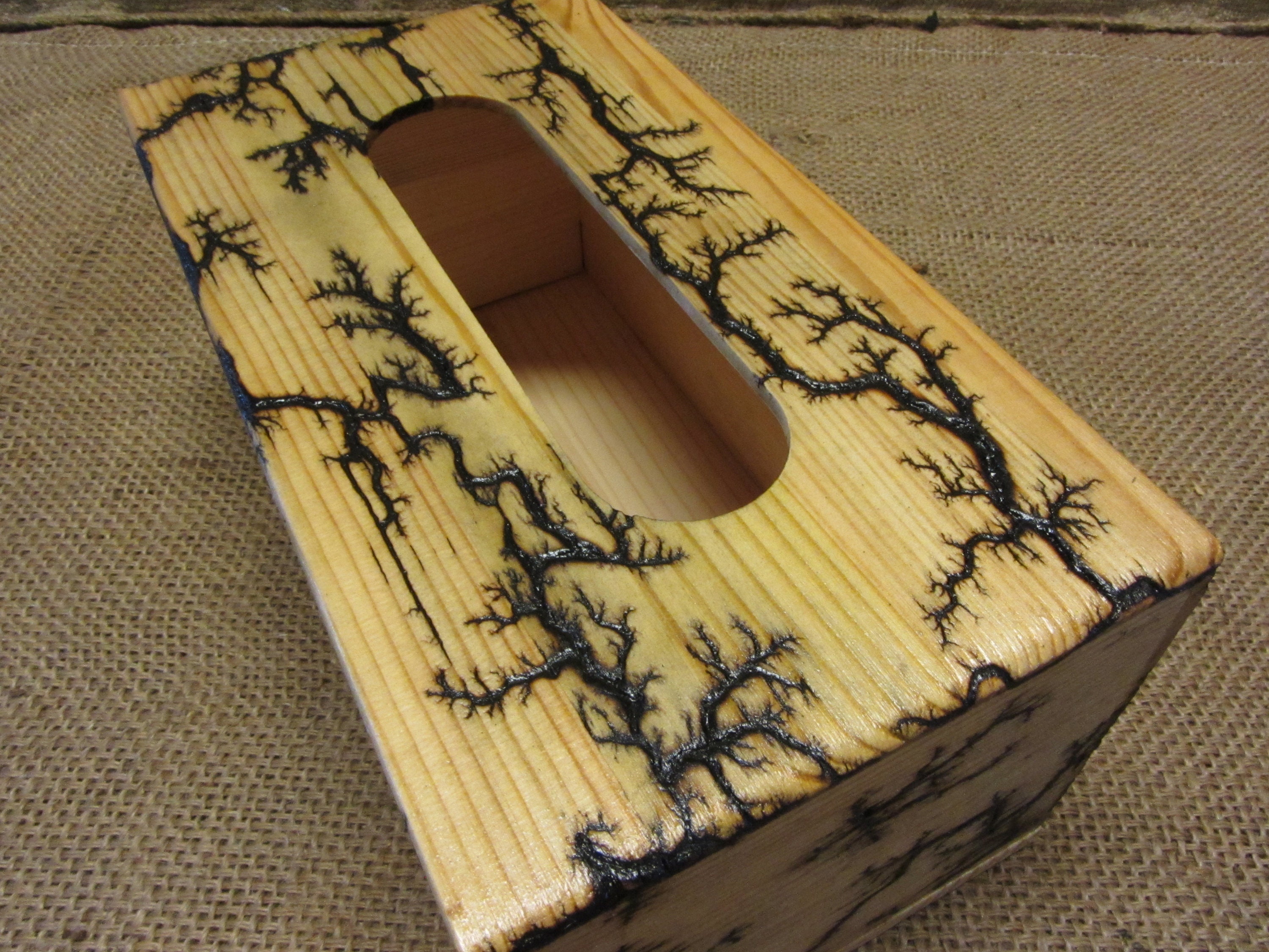 High Voltage Wood Tissue Box Art, Electrocuted Burned Wall Hangings ...