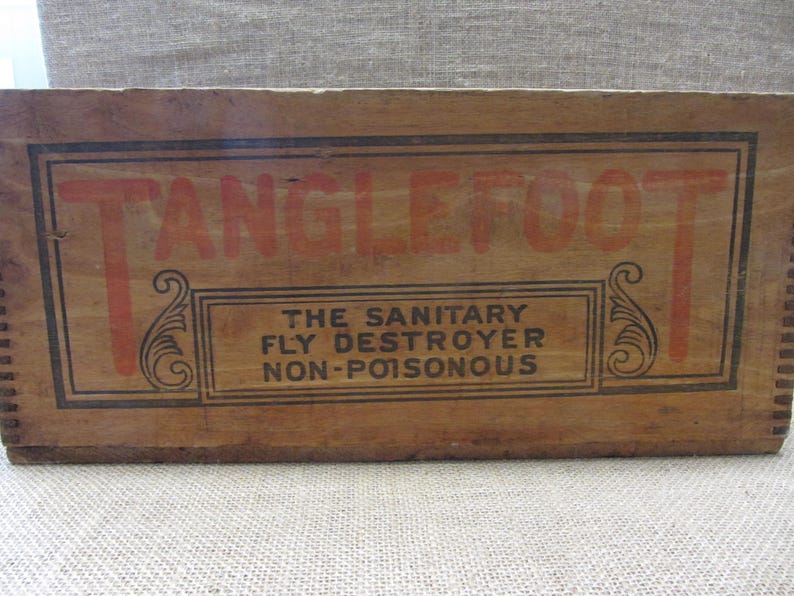 RARE Vintage Tanglefoot Wooden Box > Wooden Sanitary Fly Destroyer ...
