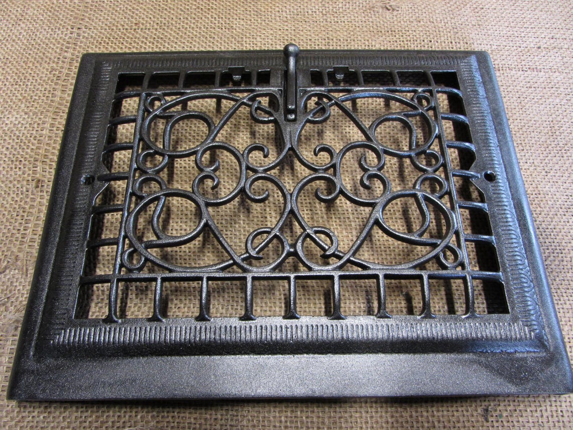 Vintage Cast Iron Wall Register Grate: Antique Vent (9 X 11 3/4 Opening ...