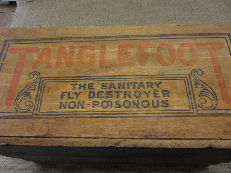 RARE Vintage Tanglefoot Wooden Box > Wooden Sanitary Fly Destroyer ...