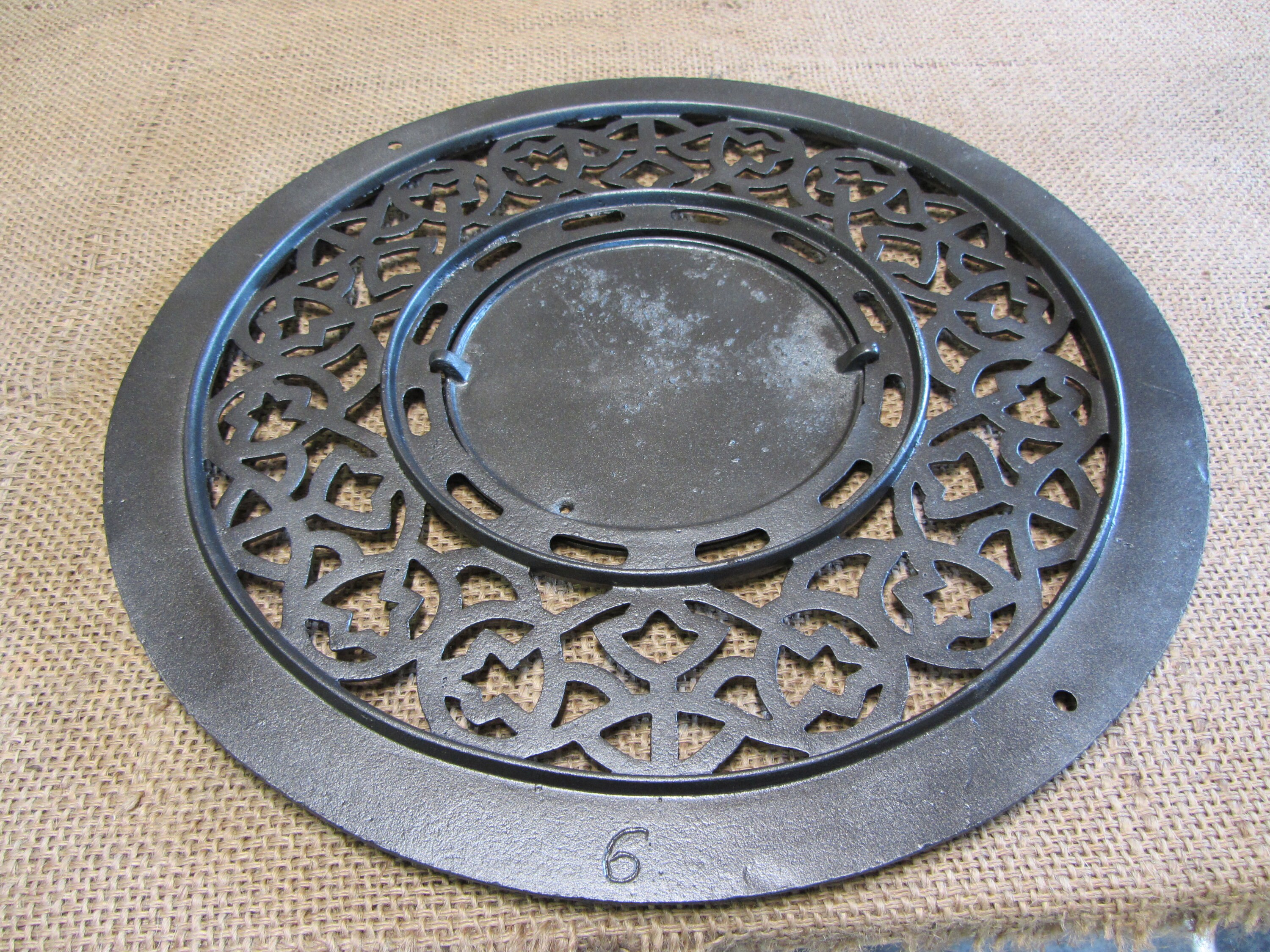 Vintage Round Cast Iron Register Grate Antique Old Heat Vent Furnace ...