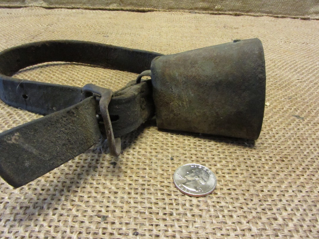 Vintage Cow Bell on Leather Strap W Original Clapper > Sheep Bells ...