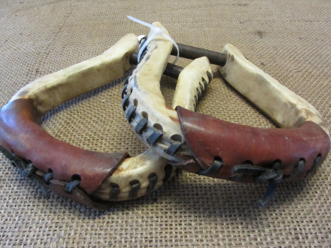 Vintage Leather Covered Stirrup Set of 2 > Antique Old Iron Western ...