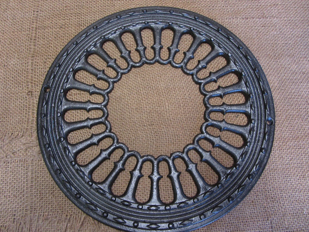 Vintage Round Cast Iron Register Grate > Antique Old Heat Vent Furnace ...