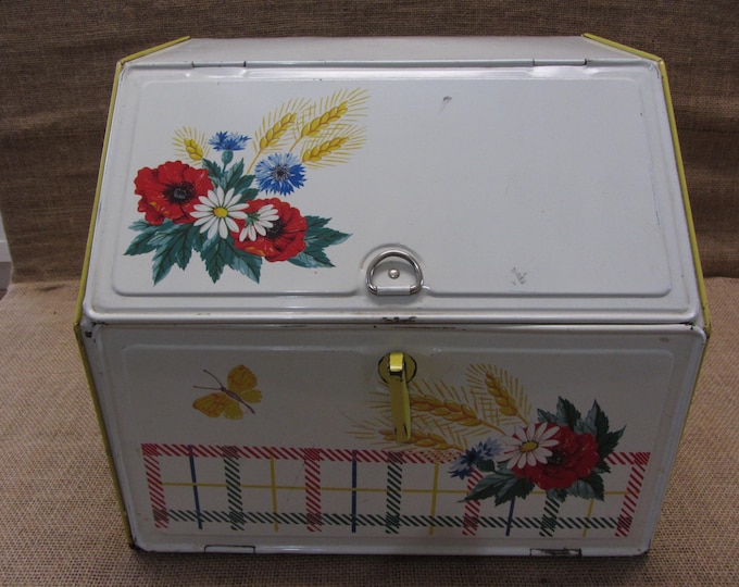Vintage Metal Bread Box 1950s Container, Storage Box Boxes Kitchen ...