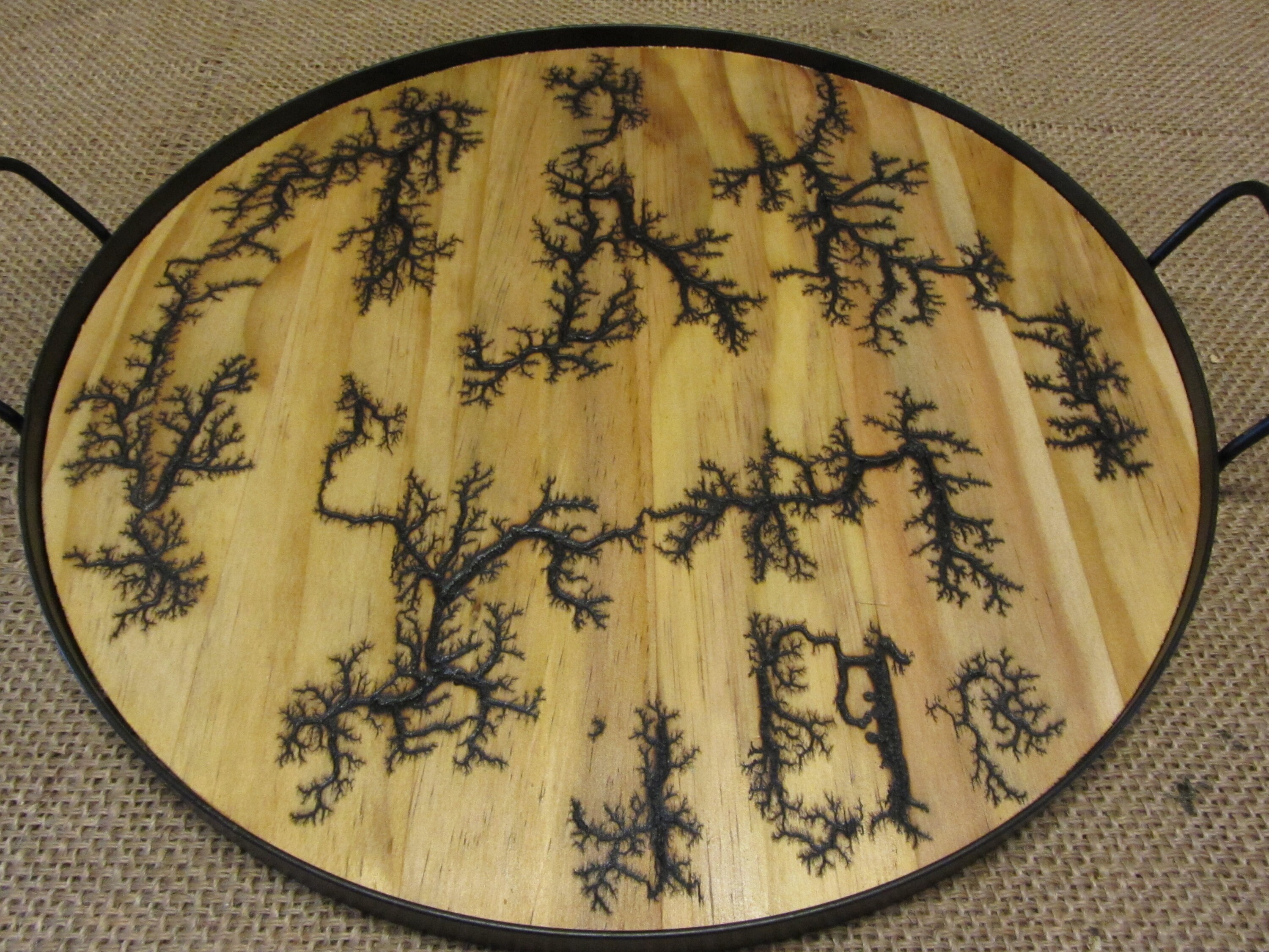 High Voltage Wood & Metal Serving Tray Art, Electrocuted Burned Wall ...