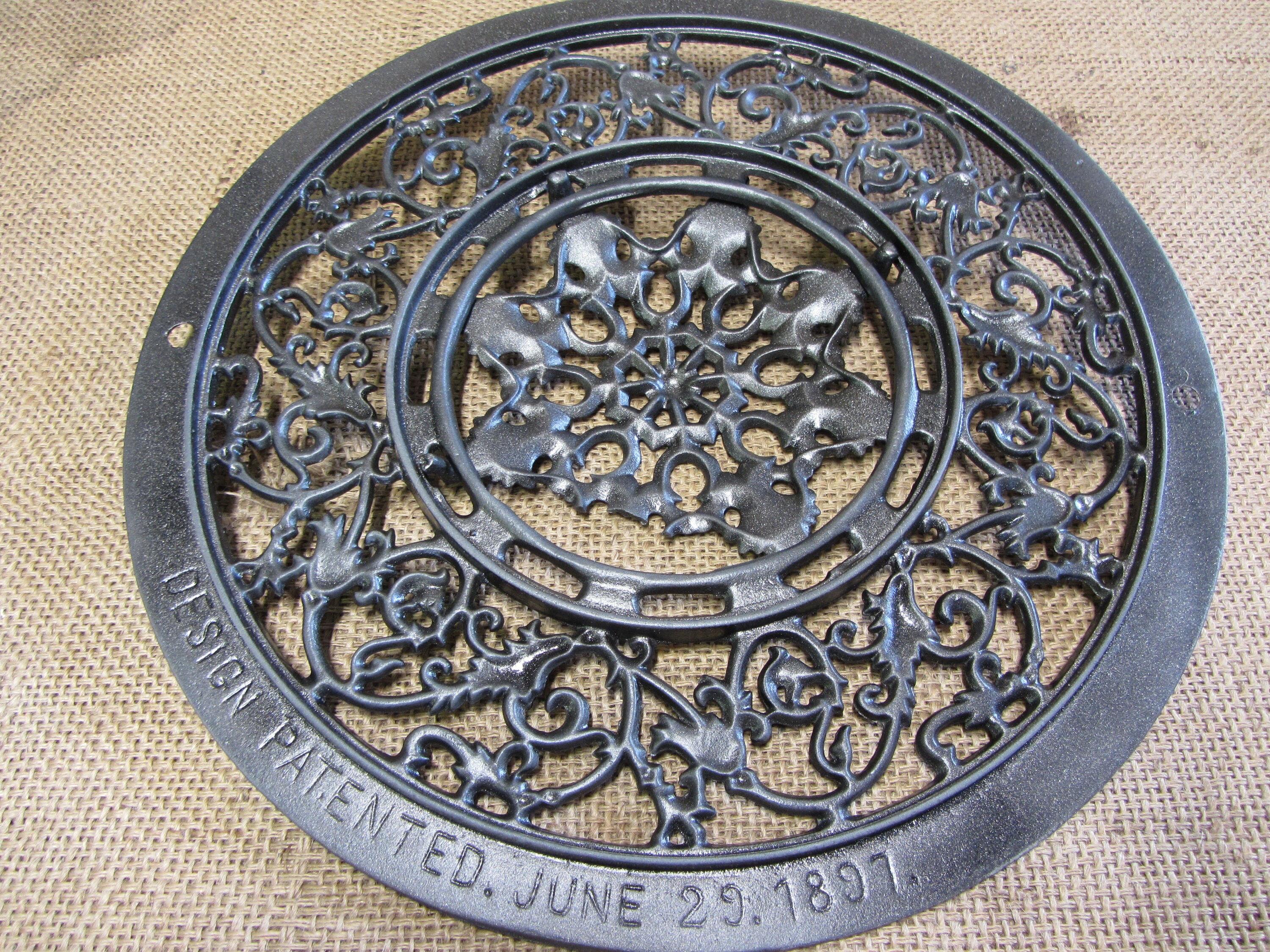 Vintage 1897 Round Cast Iron Register Grate Antique Old Heat Vent ...