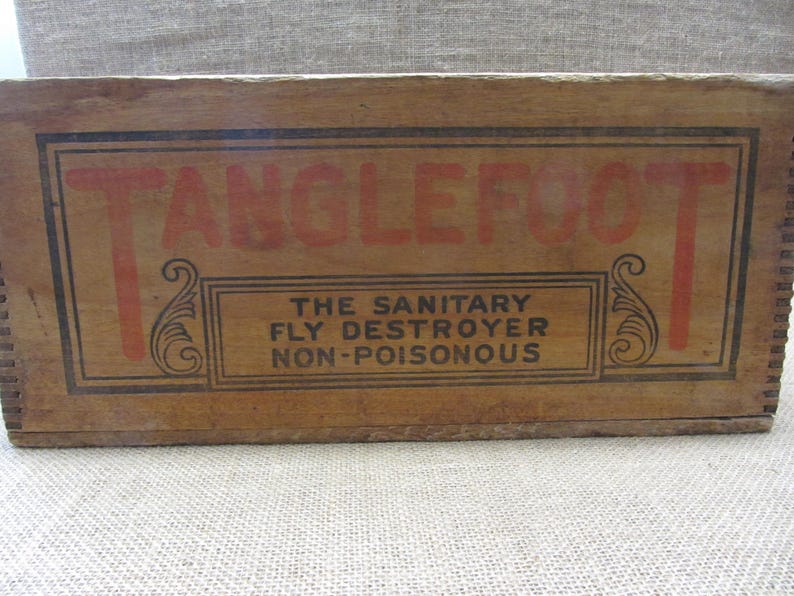 RARE Vintage Tanglefoot Wooden Box > Wooden Sanitary Fly Destroyer ...