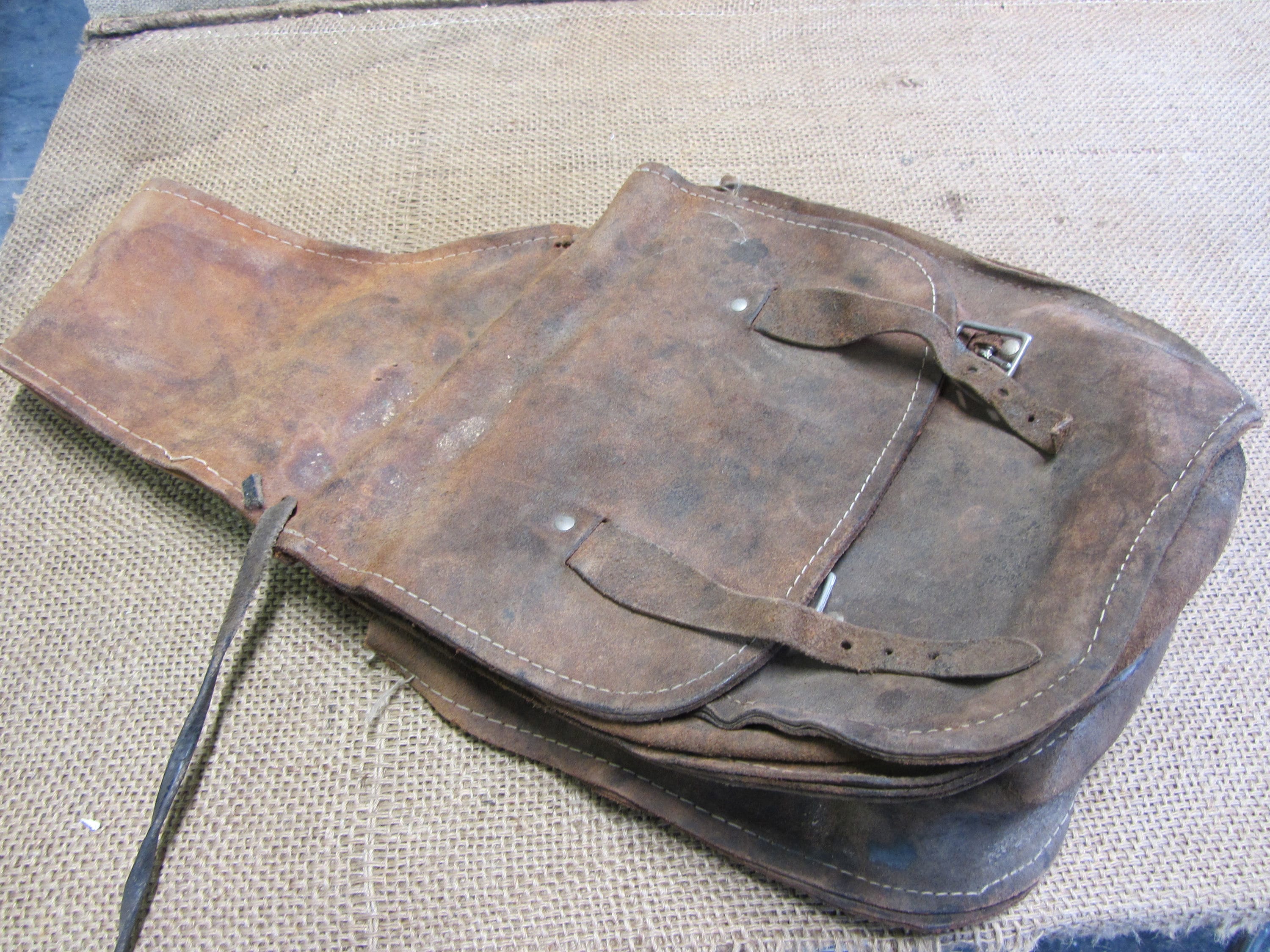 Rare Vintage Leather Saddle Bags Antique Old Iron Western West Horse ...
