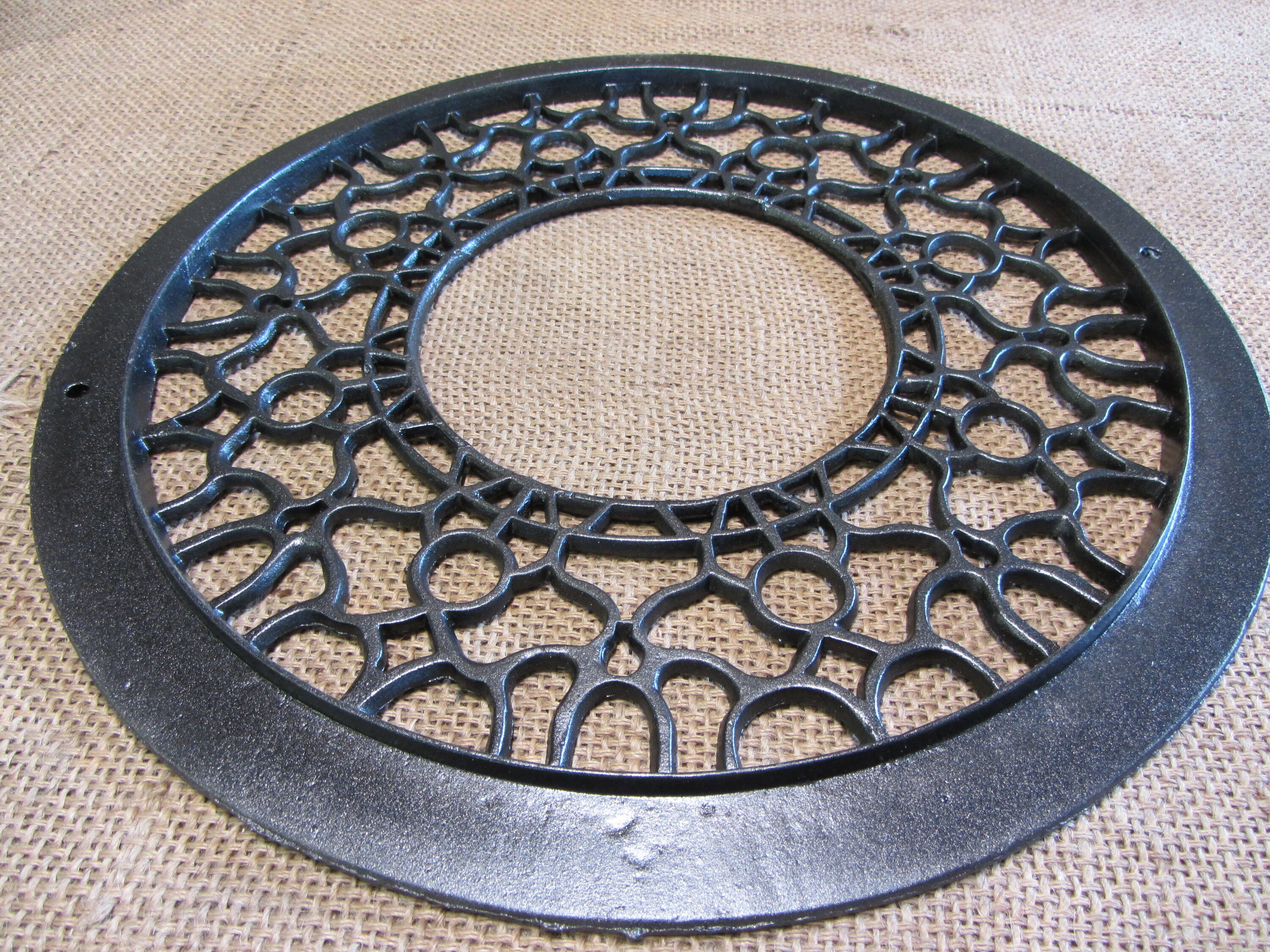 Vintage Round Cast Iron Register Grate Antique Old Heat Vent Furnace ...