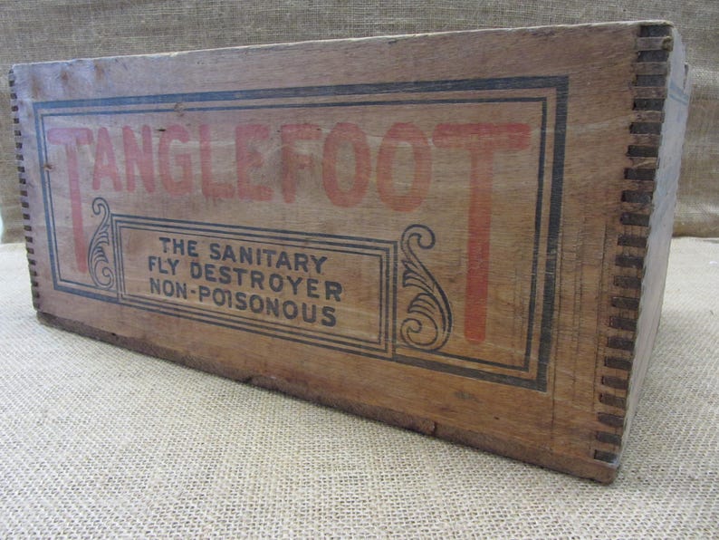 RARE Vintage Tanglefoot Wooden Box > Wooden Sanitary Fly Destroyer ...