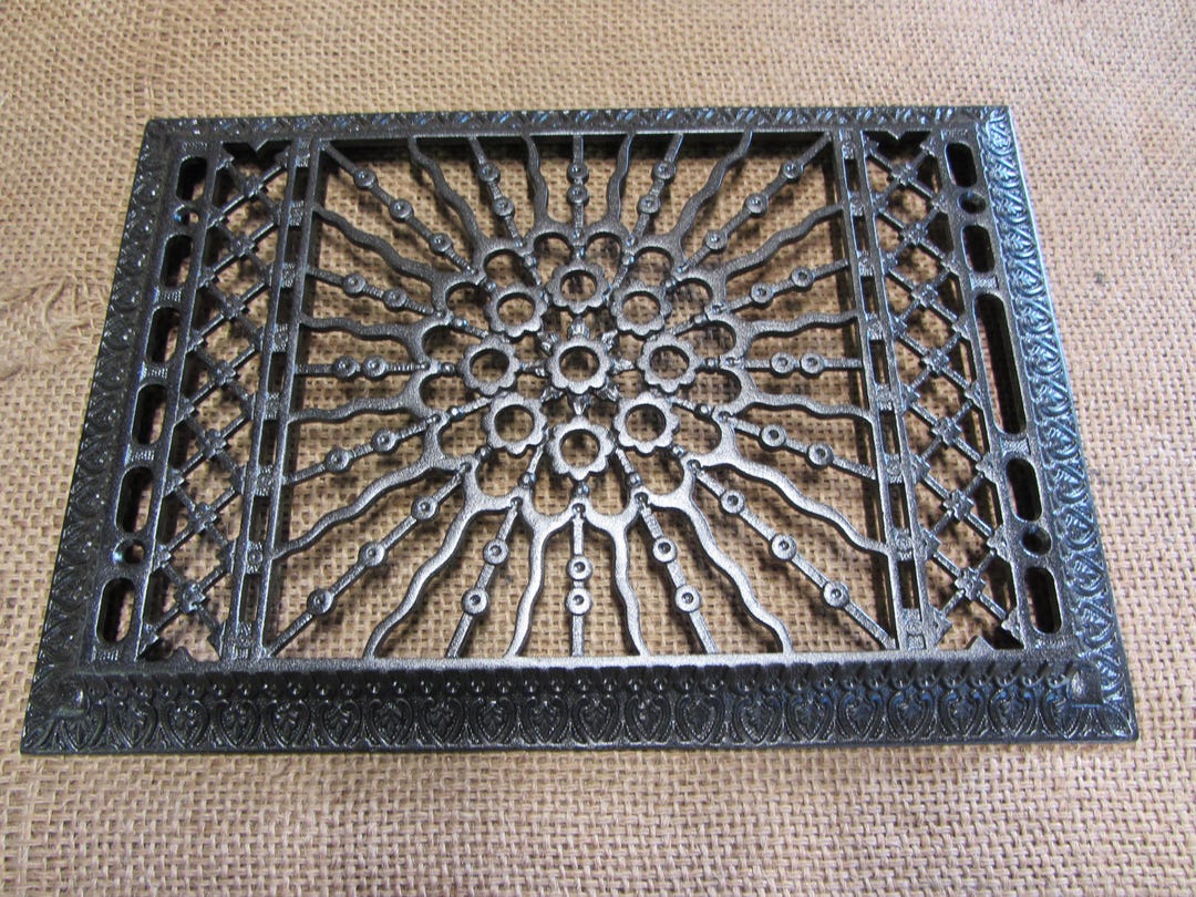 Vintage Ornate Cast Iron Register Grate > Antique Old Heat Vent Furnace ...