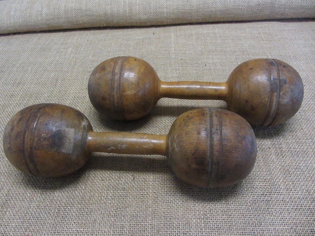Vintage Wooden Dumbbell Set: Primitive Shabby Decor 11355 - Etsy
