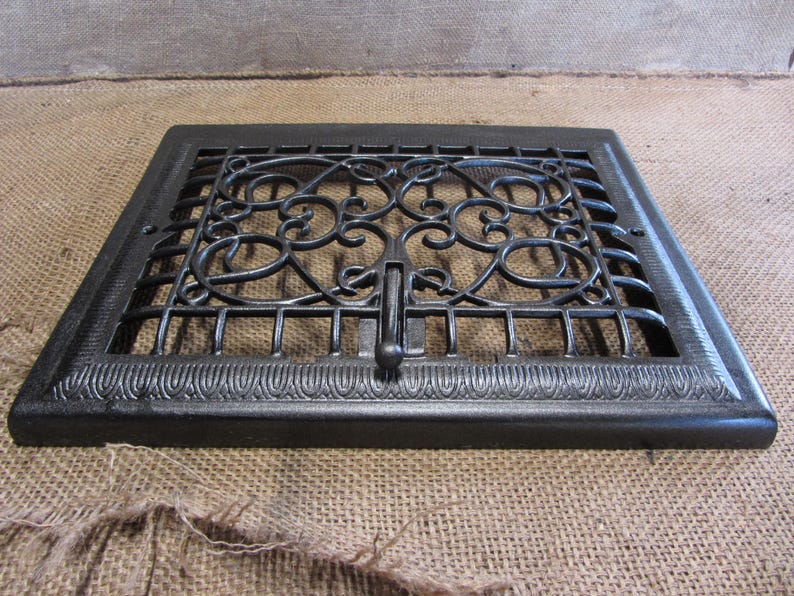 Vintage Cast Iron Wall Register Grate: Antique Vent (9 X 11 3/4 Opening ...