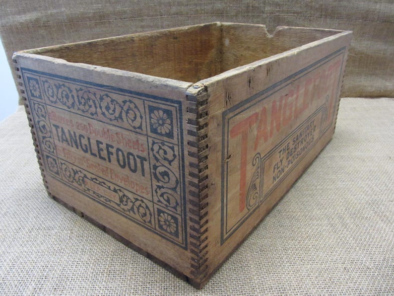 RARE Vintage Tanglefoot Wooden Box > Wooden Sanitary Fly Destroyer ...