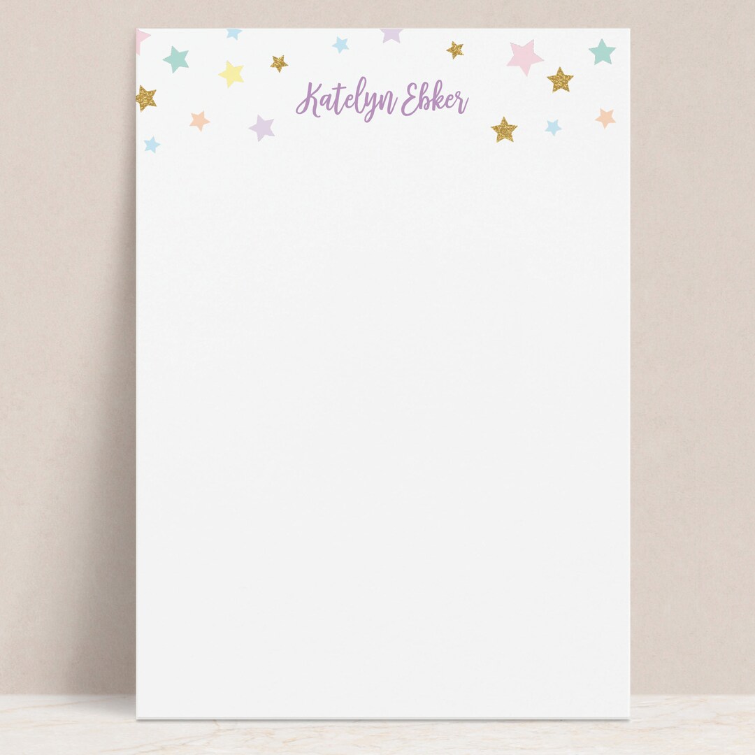 Personalized Notepad for Girls, Custom Kids Notepad With Colorful Stars ...