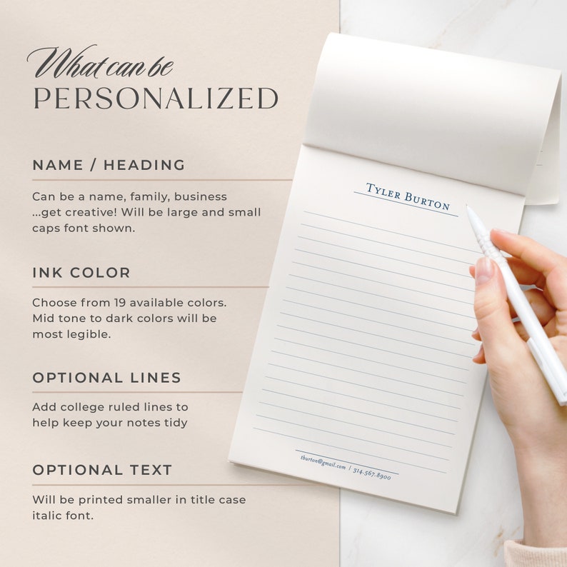 Personalized Business Notepad for Men | Custom Stationery Notes Pad W ...