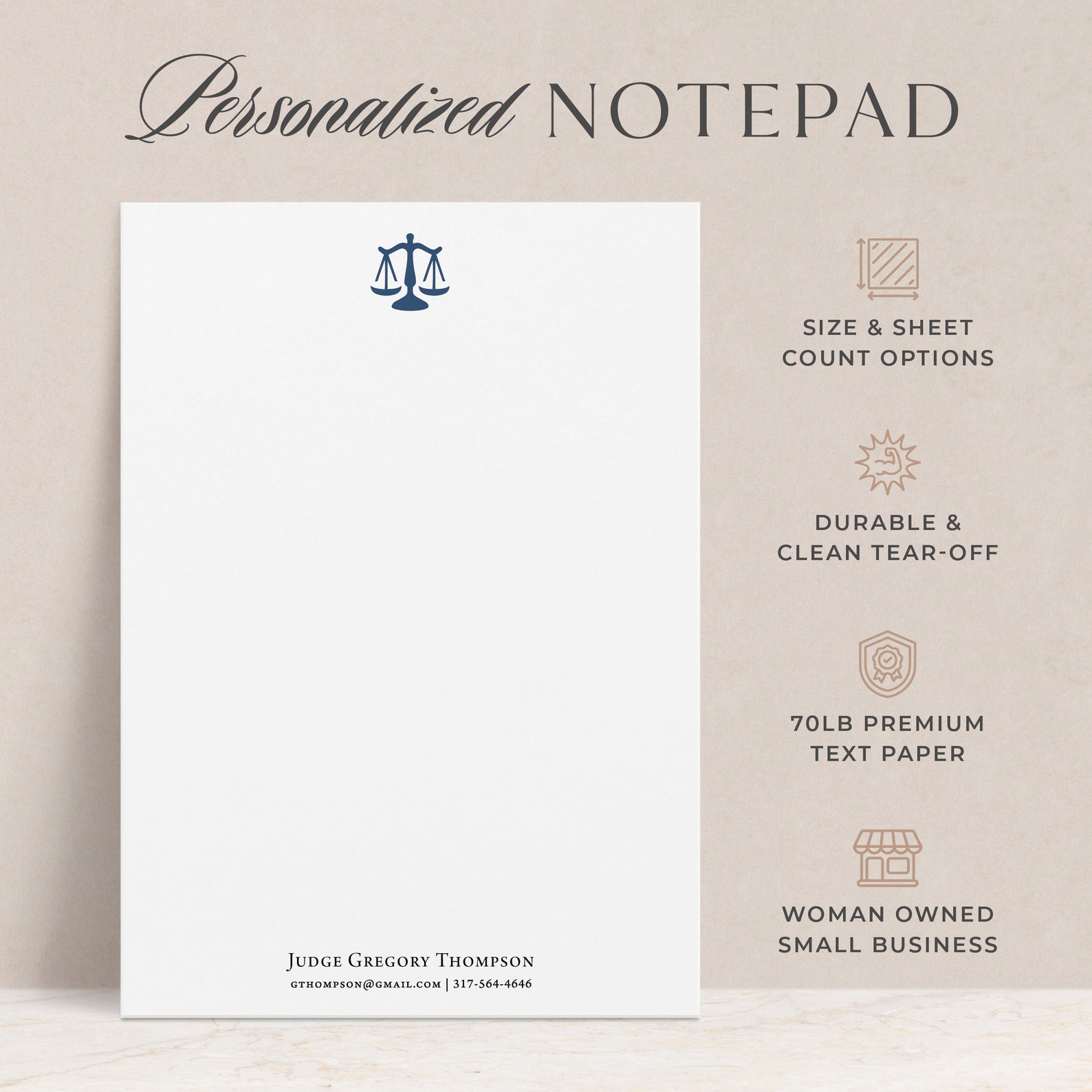 Custom Lawyer Notepad, Personalized Stationary, Gift for Lawyer ...