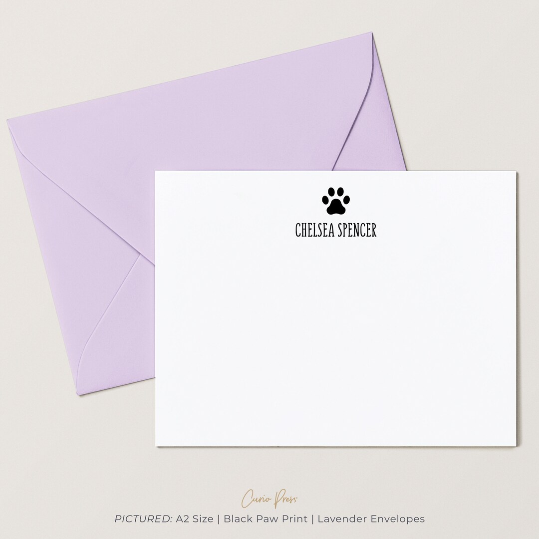 Paw Print Customizable Flat Card, 4.25 X 5.5 or 5x7 Notecards With ...