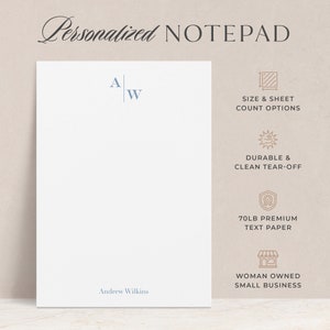 Personalized Monogram Notepad, Classic Stationery for Men, Custom ...
