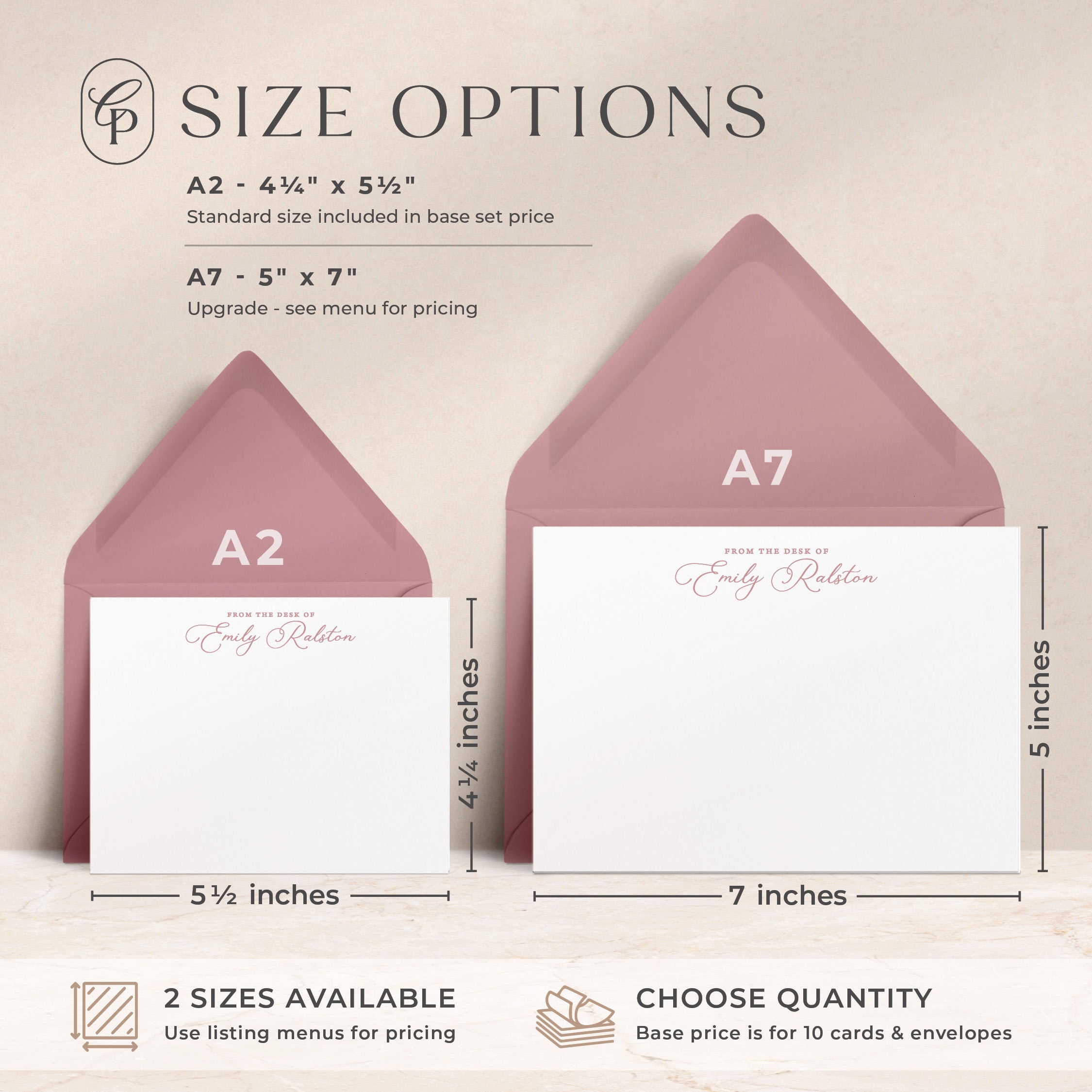 Personalized Professional Note Cards With Envelopes | From the Desk of ...