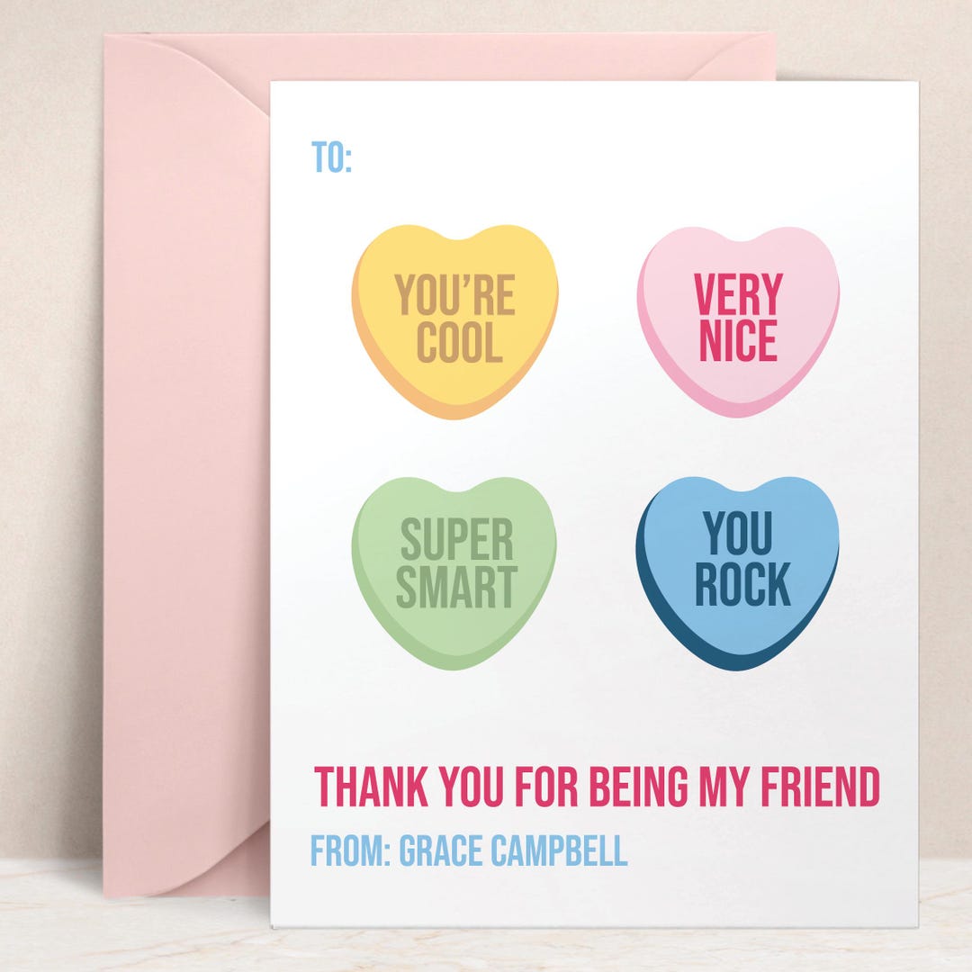Personalized Candy Heart Valentines, Conversation Hearts, A2 ...