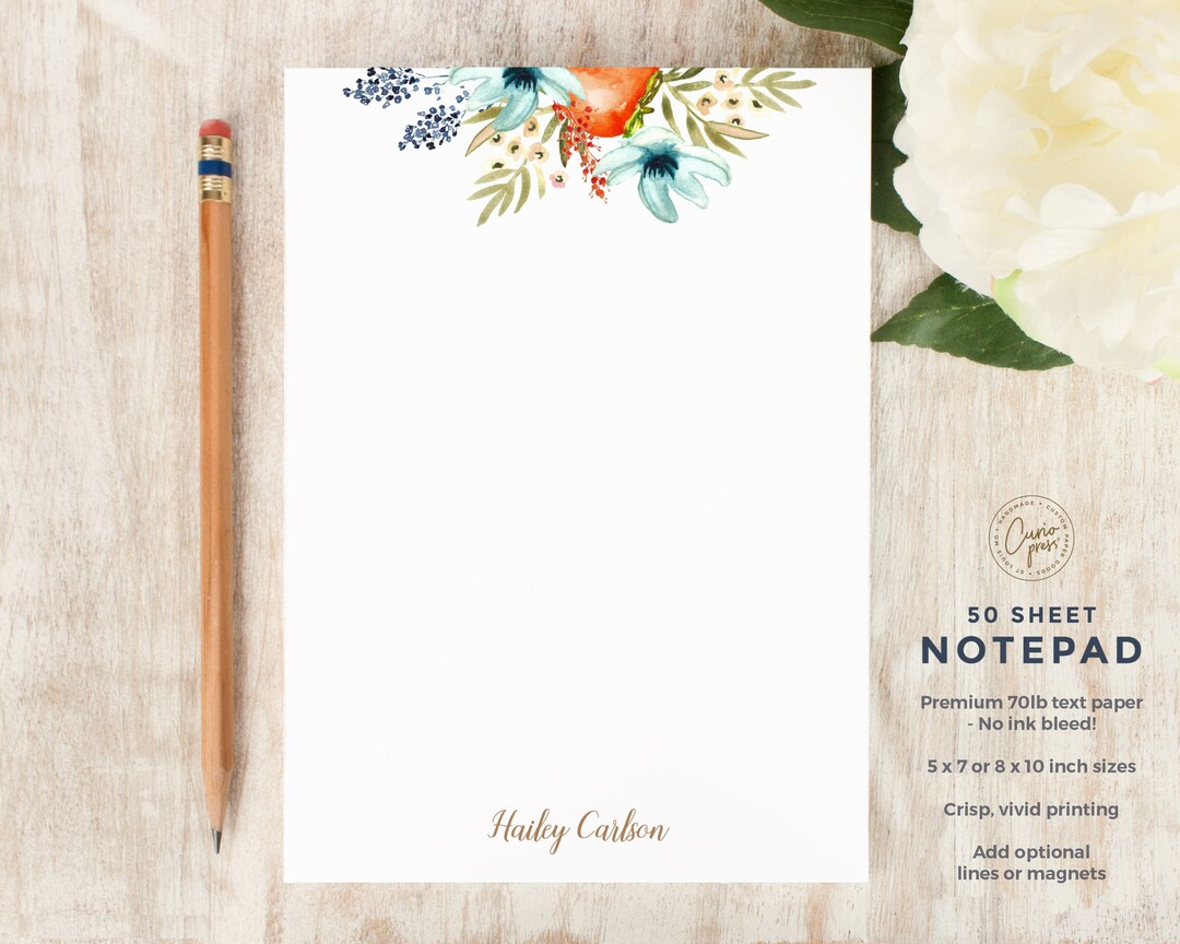 Personalized Notepad FRUIT BLOOMS NOTEPAD Stationery / - Etsy