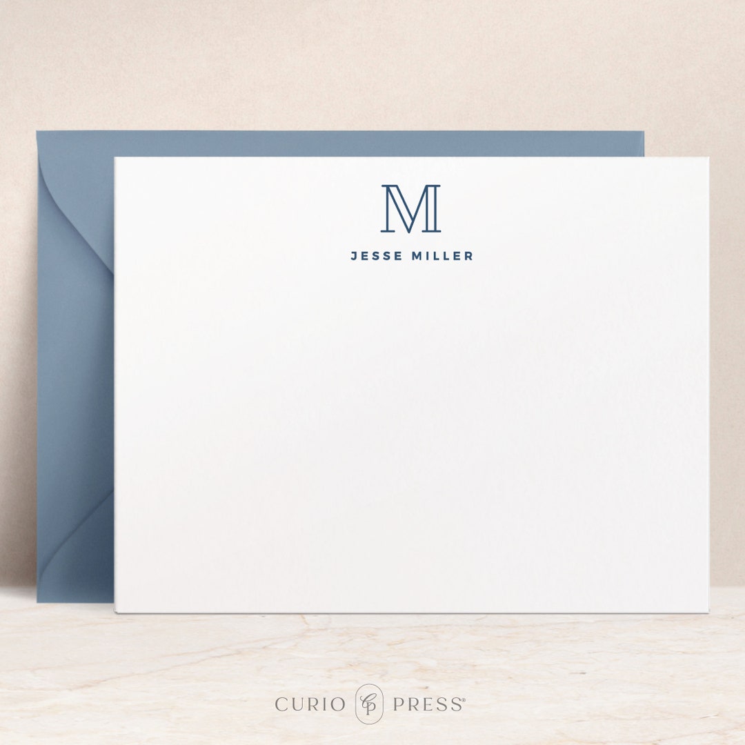 Custom Single Letter Initial Monogram Stationery Set, Personalized ...