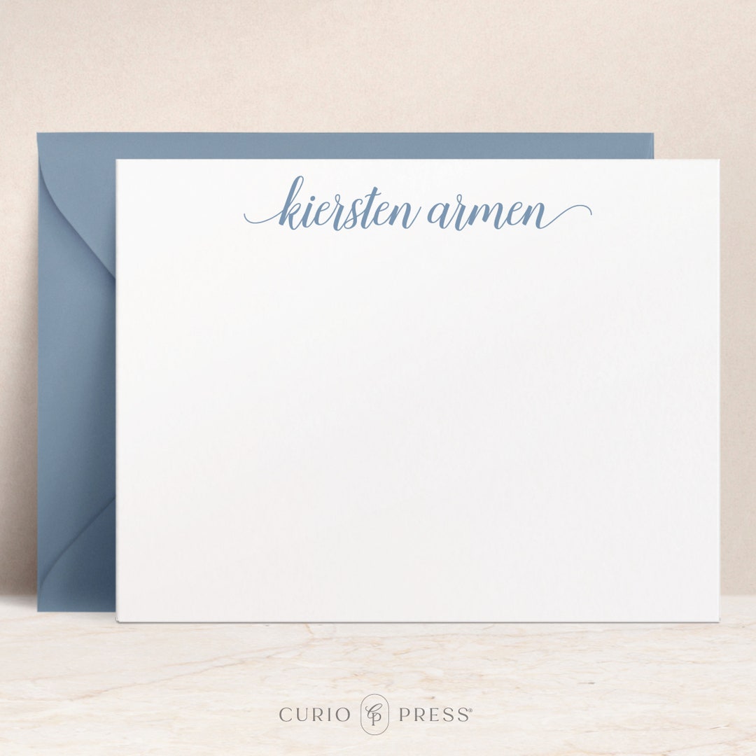 Personalized Calligraphy Note Cards With Envelopes | Custom Name Flat ...