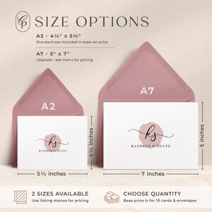 Folded Note Cards With Monogram and Name, Personalized Fold Over Womens Monogrammed Stationery ...