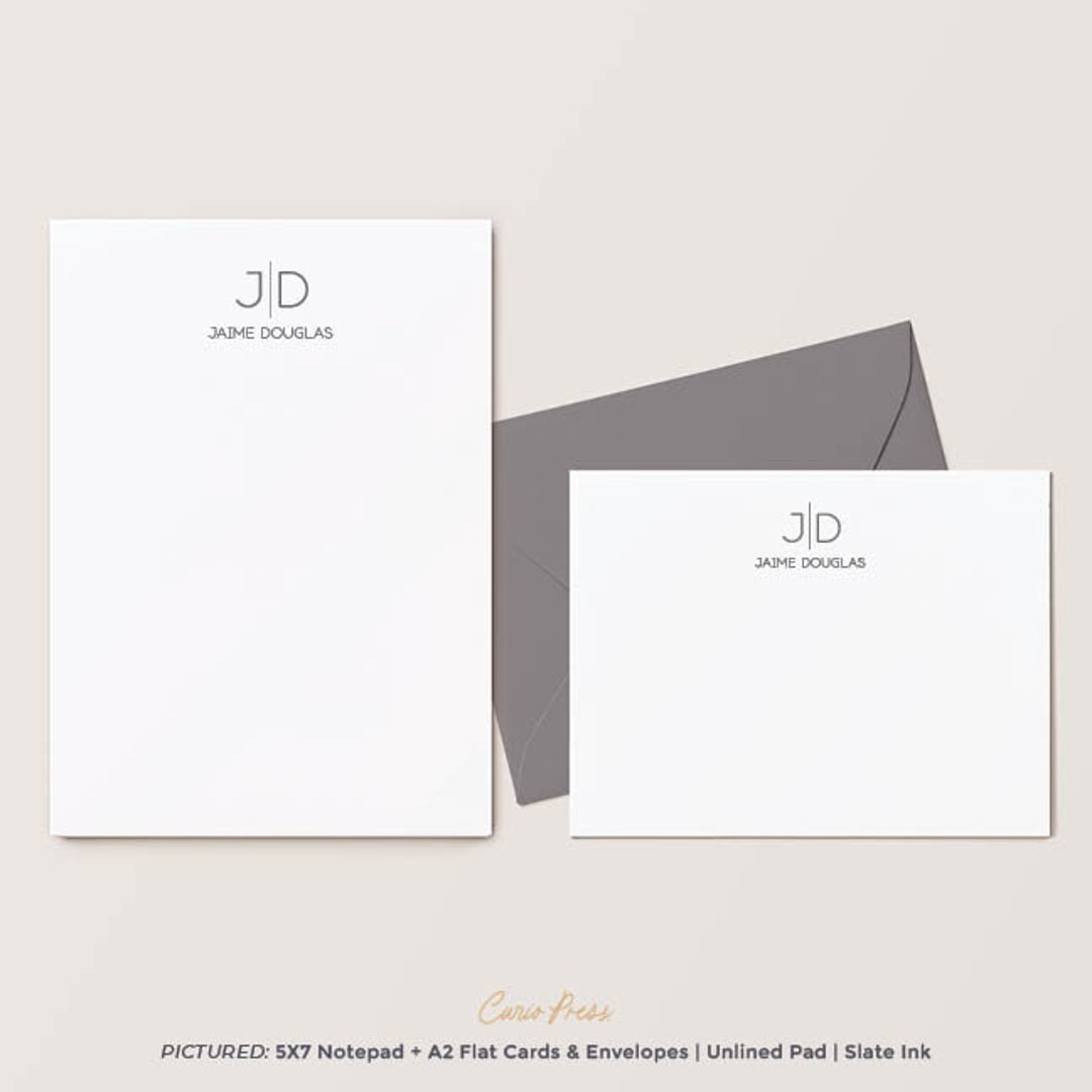 Personalized Stationery, Professional Classic Monogram Notepad, Flat ...