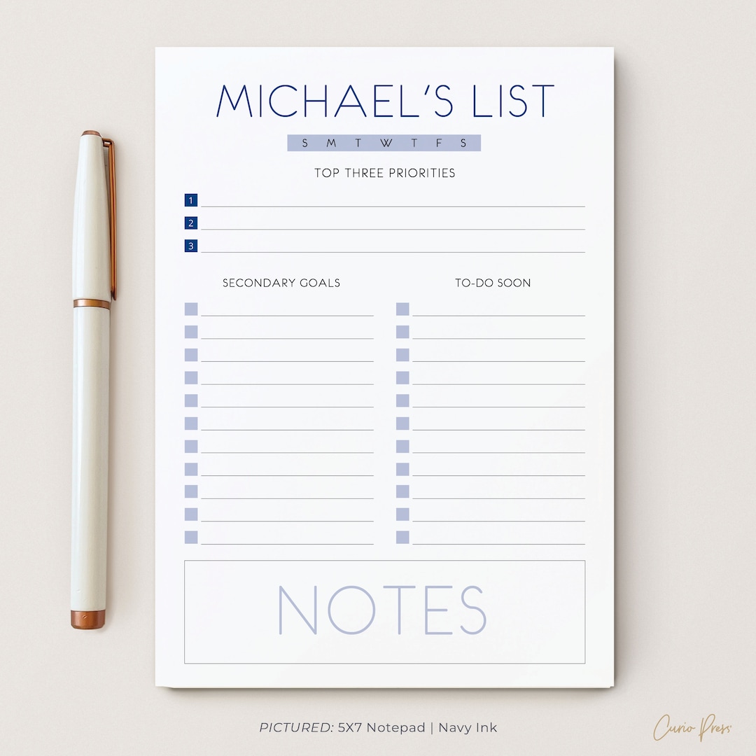 Personalized to Do List Notepad, Custom to Do Notepad, 50 Sheet, Gift ...